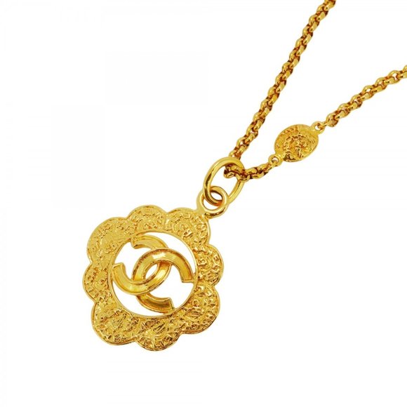 CHANEL | Jewelry | Chanel Necklace Coco Mark Flower Motif Gp Plated ...